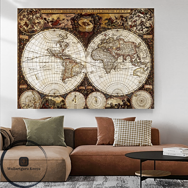 1665 World Map - Wallart Guru
